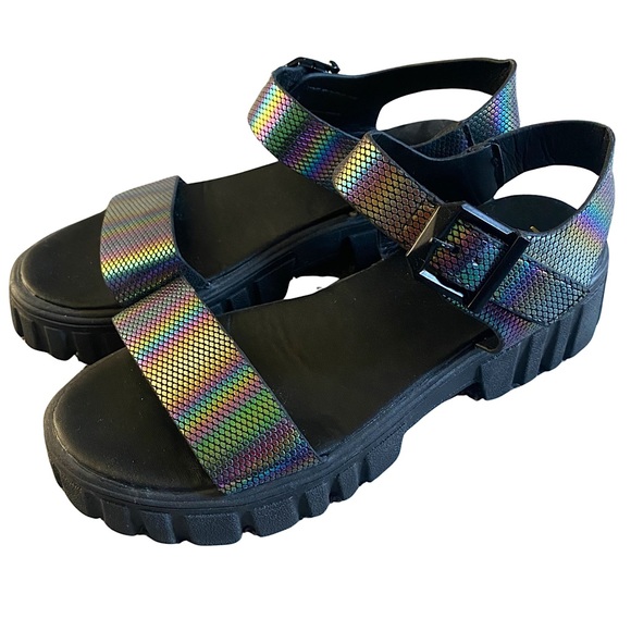 SHEIN | Shoes | Chunky Black Iridescent Sandals | Poshmark